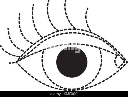dotted shape human eye vision with eyelashes design vector illustration ...