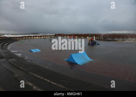 Scotland, Ayrshire, Prestwick. The former open air swimming pool which ...