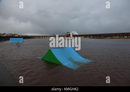 Scotland, Ayrshire, Prestwick. The former open air swimming pool which ...