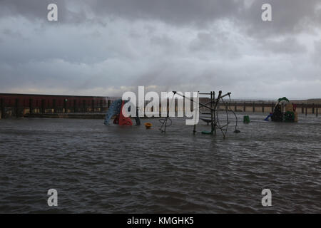 Scotland, Ayrshire, Prestwick. The former open air swimming pool which ...