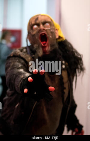 Aviles, Spain. 9th December, 2017. Zombie makeup process during the ...