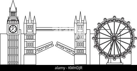 London city skyline with famous buildings, tourism england landmarks ...