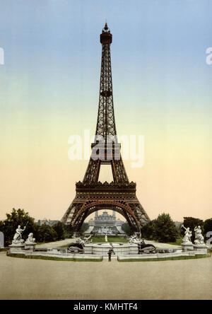 This image captures the construction of the Eiffel Tower in 1888. The ...
