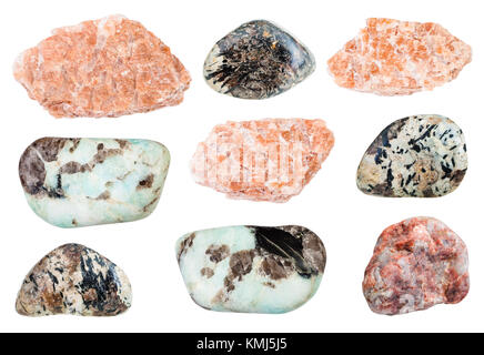 set of Igneous rock specimens - pegmatite, basalt, trachyte Stock Photo ...