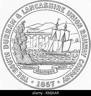 The South Durham and Lancashire Union seal represents a historical ...