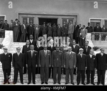 The image depicts Egyptian leaders Gamal Abdel Nasser and Syrian ...