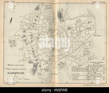 A historical map of Kairouan, Tunisia, from 1928. The map provides ...