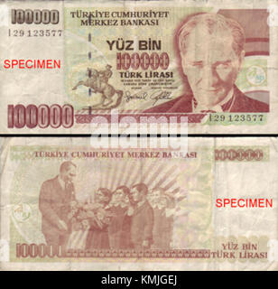 Banknote for 100,000 Lira, Turkey, 1970 (1991 Stock Photo - Alamy