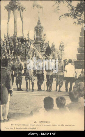 This image depicts the funeral procession of King Kalakaua of Hawaii ...