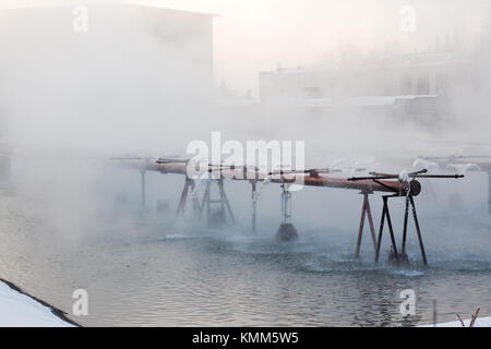 Waste water in secondary sedimentation tank of sewage treatment plant ...
