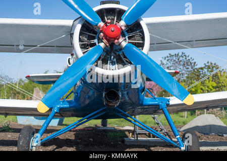 Front view of biplane Stock Photo - Alamy