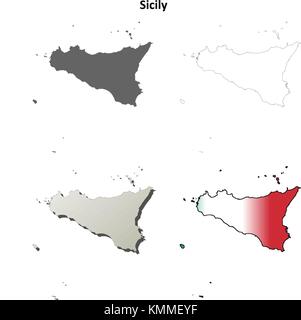 Sicily blank outline map set Stock Vector Image & Art - Alamy