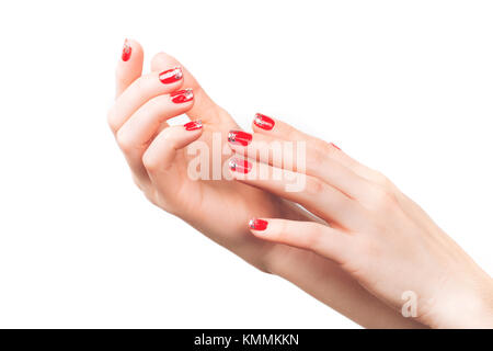 Bright festive red manicure Stock Photo - Alamy