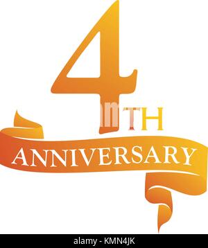 Four years symbol. Fourth birthday emblem. Anniversary sign, number 4 ...
