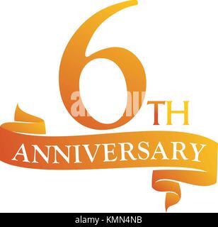 Six years symbol. Sixth birthday emblem. Anniversary sign, number 6 ...