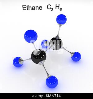 3d render of molecular structure of ethane isolated over white ...