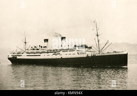 The Italian ocean liner "Conte Grande" at sea. During World War II, the ...