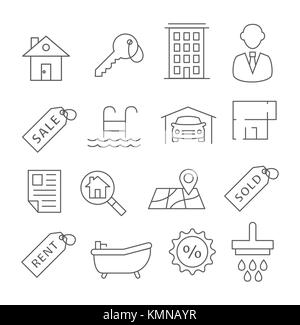 House for sale icons. Realtor rent or selling buildings realty symbols ...