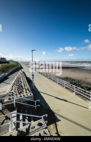 Splash Point beach at East of Rhyl on the North Wales coast looking ...