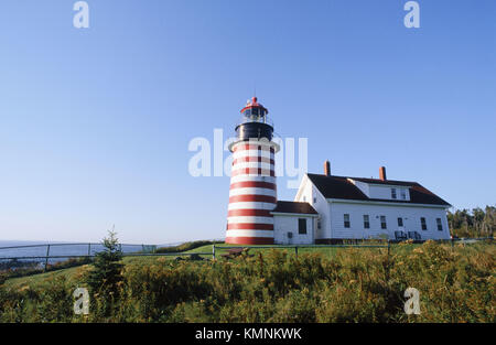 West Quoddy Head Lighthouse, Quoddy Head State Park, Lubec, Maine, USA ...