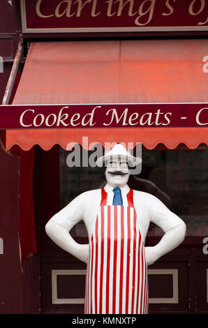 Life size model of a butcher outside the Shambles Butchers York Stock ...