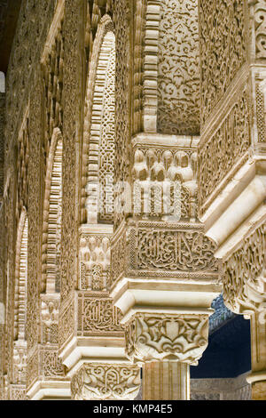 The Alhambra in Granada. Court of the lions. Higham colored engraving ...