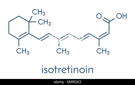 Isotretinoin acne treatment drug, chemical structure. Known to be a ...