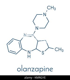 Olanzapine molecule. It is atypical antipsychotic drug for the ...