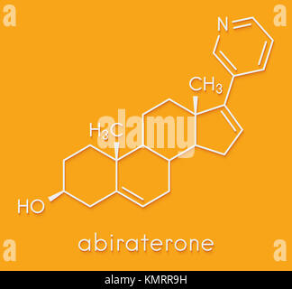 Abiraterone prostate cancer drug molecule. Stylized skeletal formula ...