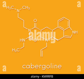 Cabergoline drug molecule. Used in Parkinson's disease and other ...