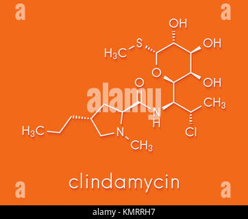 Clindamycin antibiotic drug (lincosamide class) molecule. Stylized ...