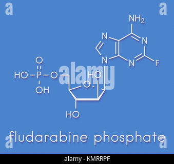 Fludarabine blood cancer drug molecule. Stylized skeletal formula ...