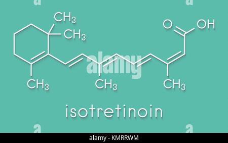 Isotretinoin acne treatment drug molecule. Known to be a teratogen ...