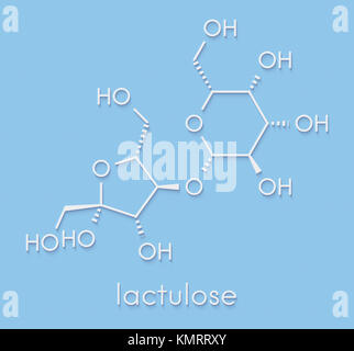 Lactulose chronic constipation drug (laxative) molecule. Blue skeletal ...