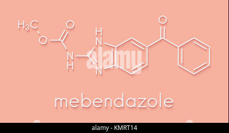 Mebendazole anthelmintic drug molecule. Used to treat worm infestations ...