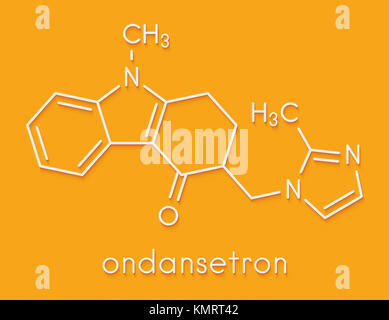 Ondansetron nausea and vomiting treatment drug molecule. Stylized ...