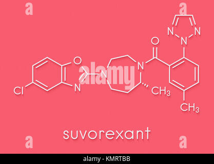 Suvorexant insomnia drug (sleeping pill) molecule. Dual orexin Stock ...