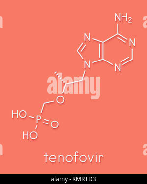 Tenofovir disoproxil HIV drug molecule. Stylized skeletal formula ...