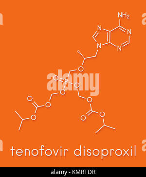 Tenofovir disoproxil HIV drug molecule. Stylized skeletal formula ...