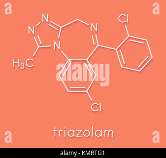 Triazolam insomnia drug (sleeping pill, benzodiazepine class) molecule ...