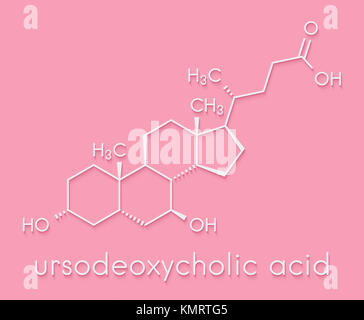 Ursodiol (ursodeoxycholic acid, UDCA) gallstone treatment drug molecule ...