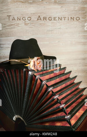 Bandoneon, tango instrument with a male hat on top. Argentine tango ...