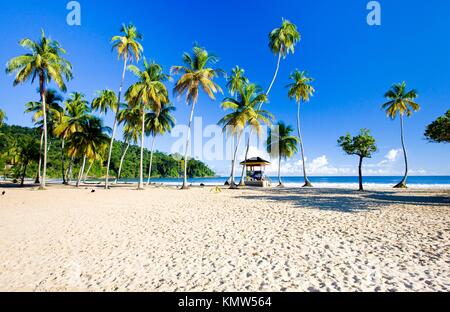 Maracas beach Trinidad and Tobago lifeguard cabin side view empty beach ...