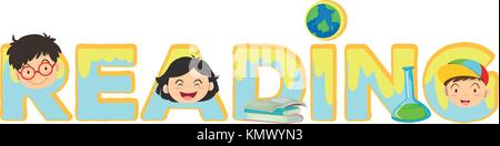 Font design for phrase read a book with kid reading illustration Stock ...