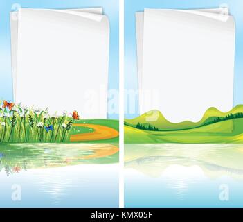 Blank nature park scene landscape on transparent background ...