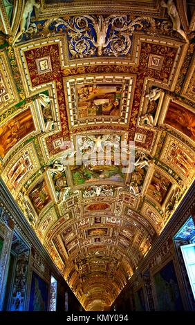 Vatican Museum Map Room Inside Ornate Sculptured Ceiling Rome, Italy Stock Photo - Alamy