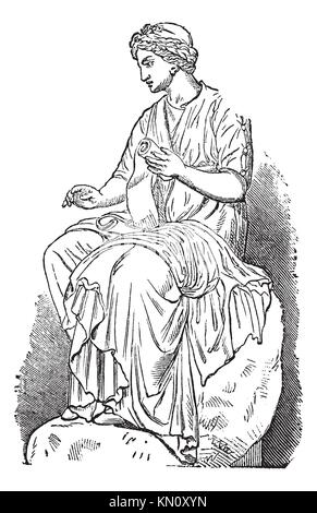 Calliope, Greek muse of epic poetry, with wreath and writing tablet ...