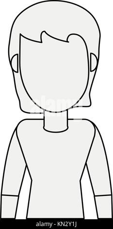 Young woman faceless avatar cartoon in black and white Stock Vector ...