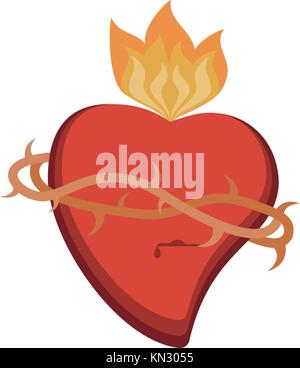 Illustration of the Christian symbol of the sacred heart. Heart Stock ...