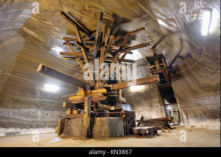 old extraction salt machine inside of salt mine Stock Photo - Alamy